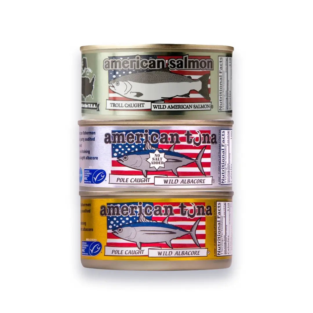CANNED TUNA AND SALMON SAMPLER, 6 PACK (6 OZ) – American Tuna